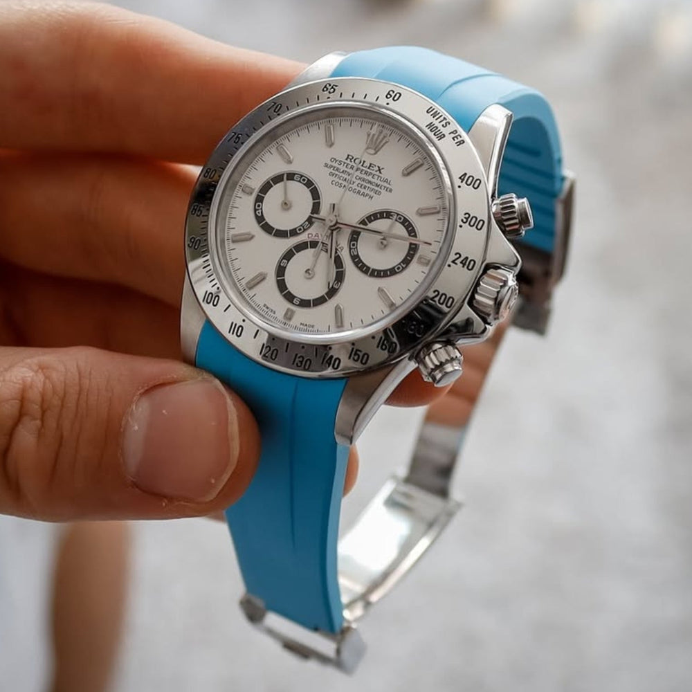 Light Blue Rubber Strap for Rolex Daytona – Clean Vibe | Helvetus®