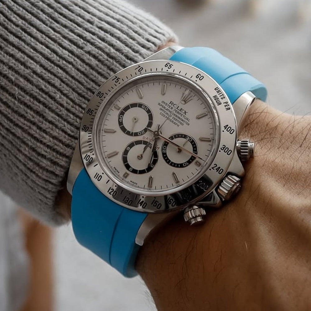 Light Blue Rubber Strap for Rolex Daytona – Clean Vibe | Helvetus®
