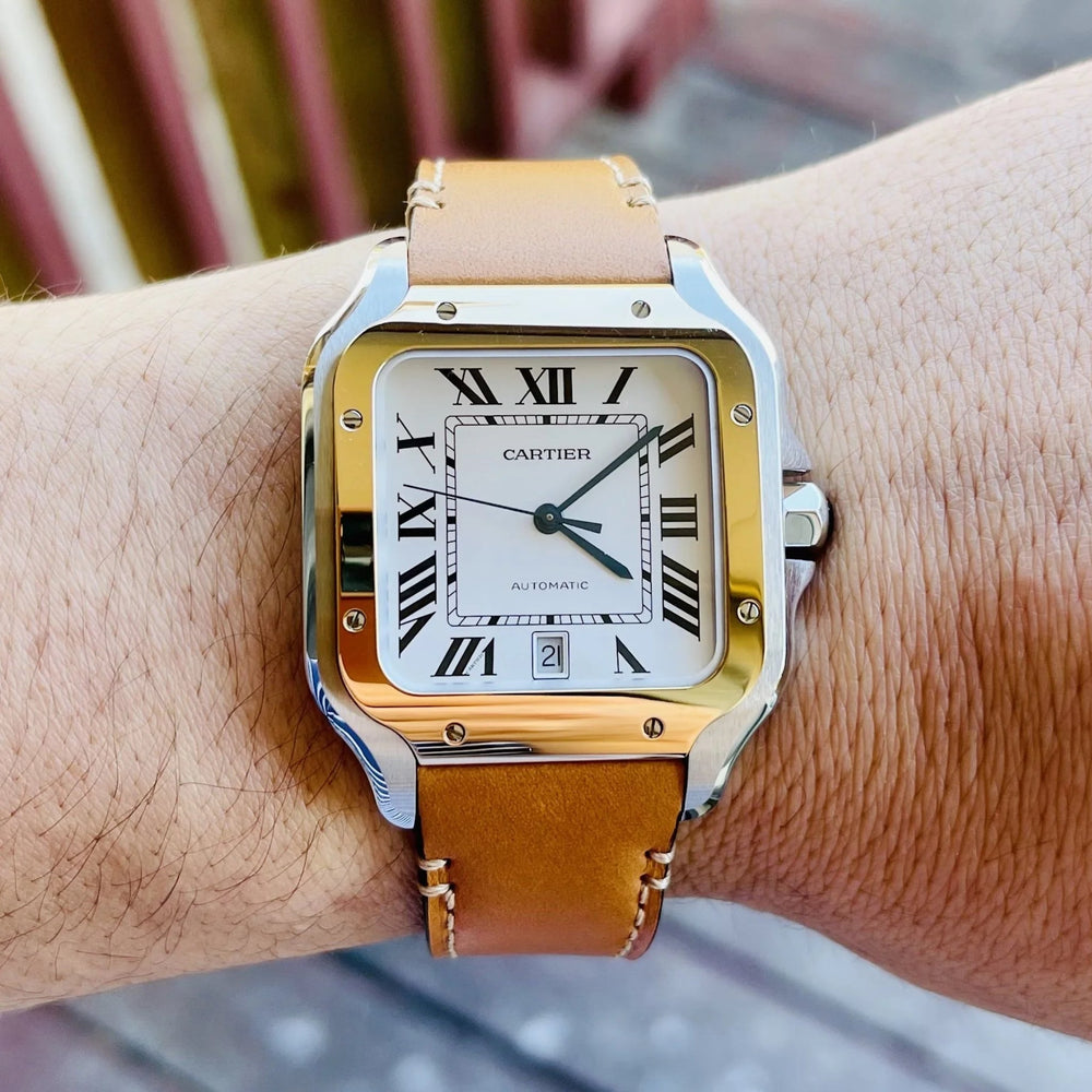 Orange Leather Strap for Cartier Santos Medium/Large – Quick Release ...