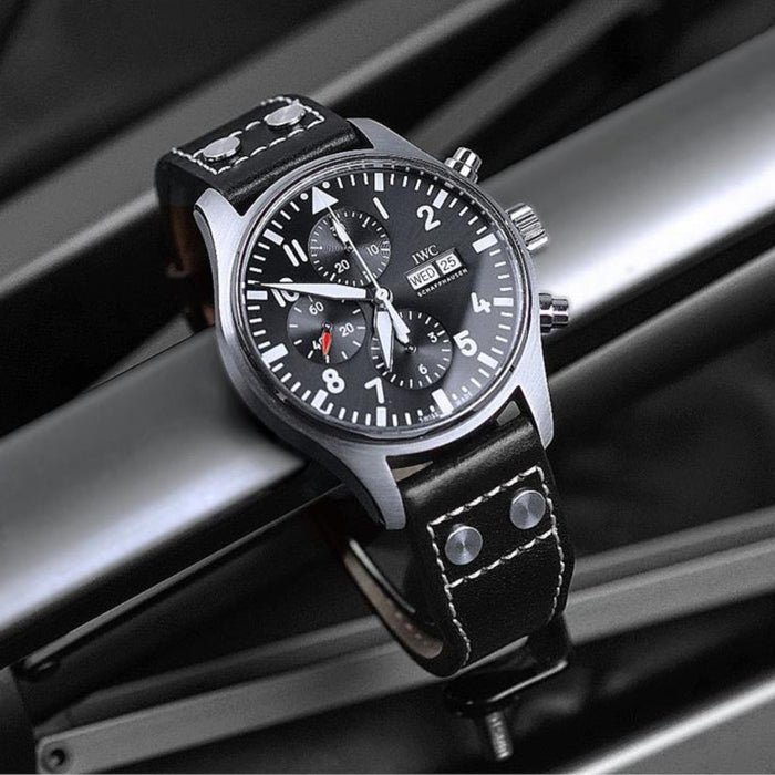 Leather Strap for IWC Pilot in Black - Helvetus® Switzerland
