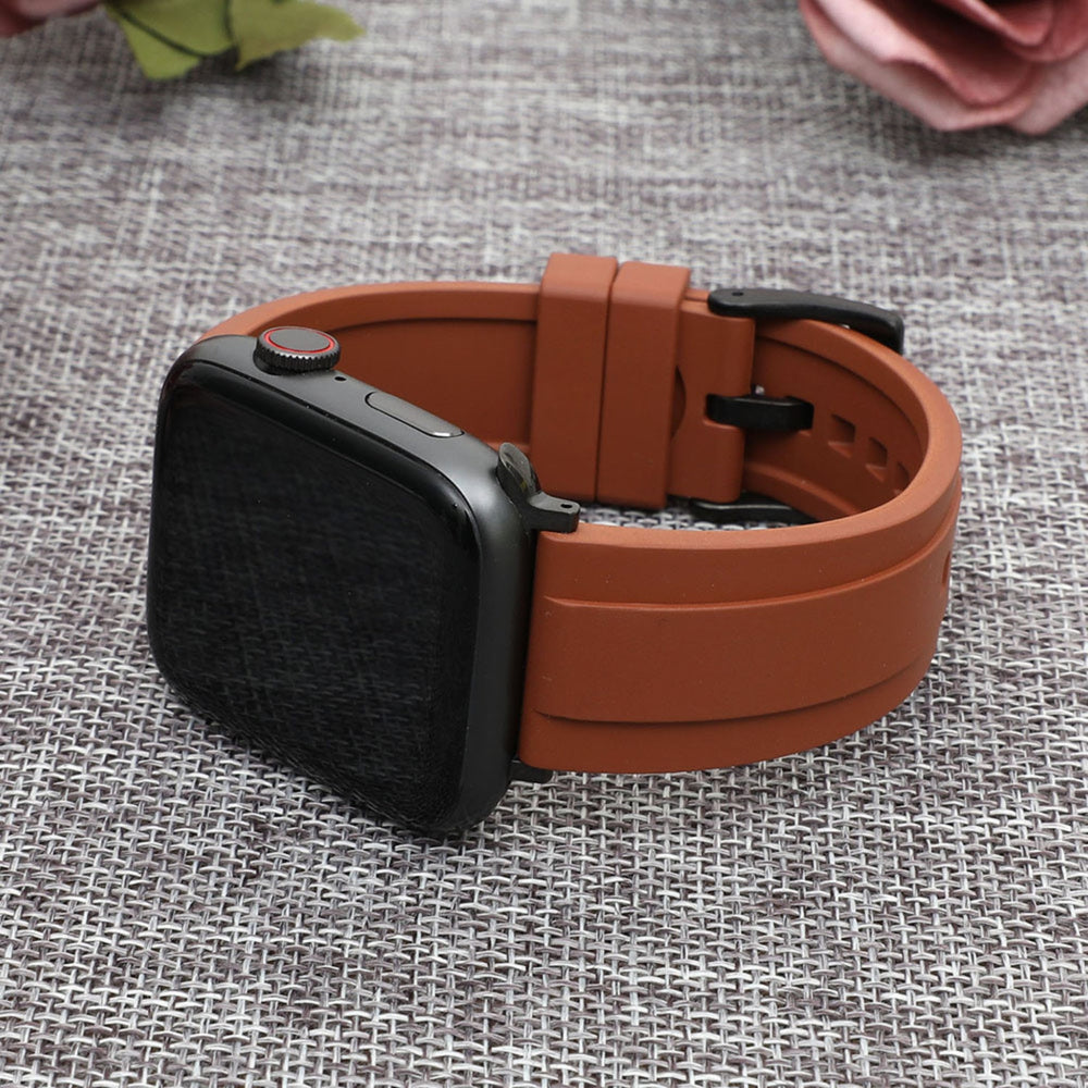 Strap for all Apple Watch Models - Brown Rubber by Helvetus®