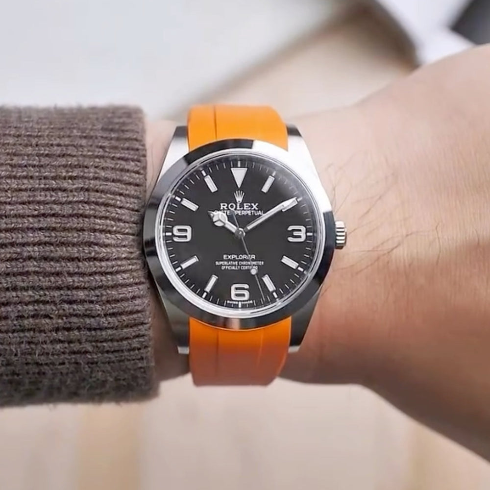 Rolex Explorer I Rubber Strap in Orange - Helvetus® Swiss Straps