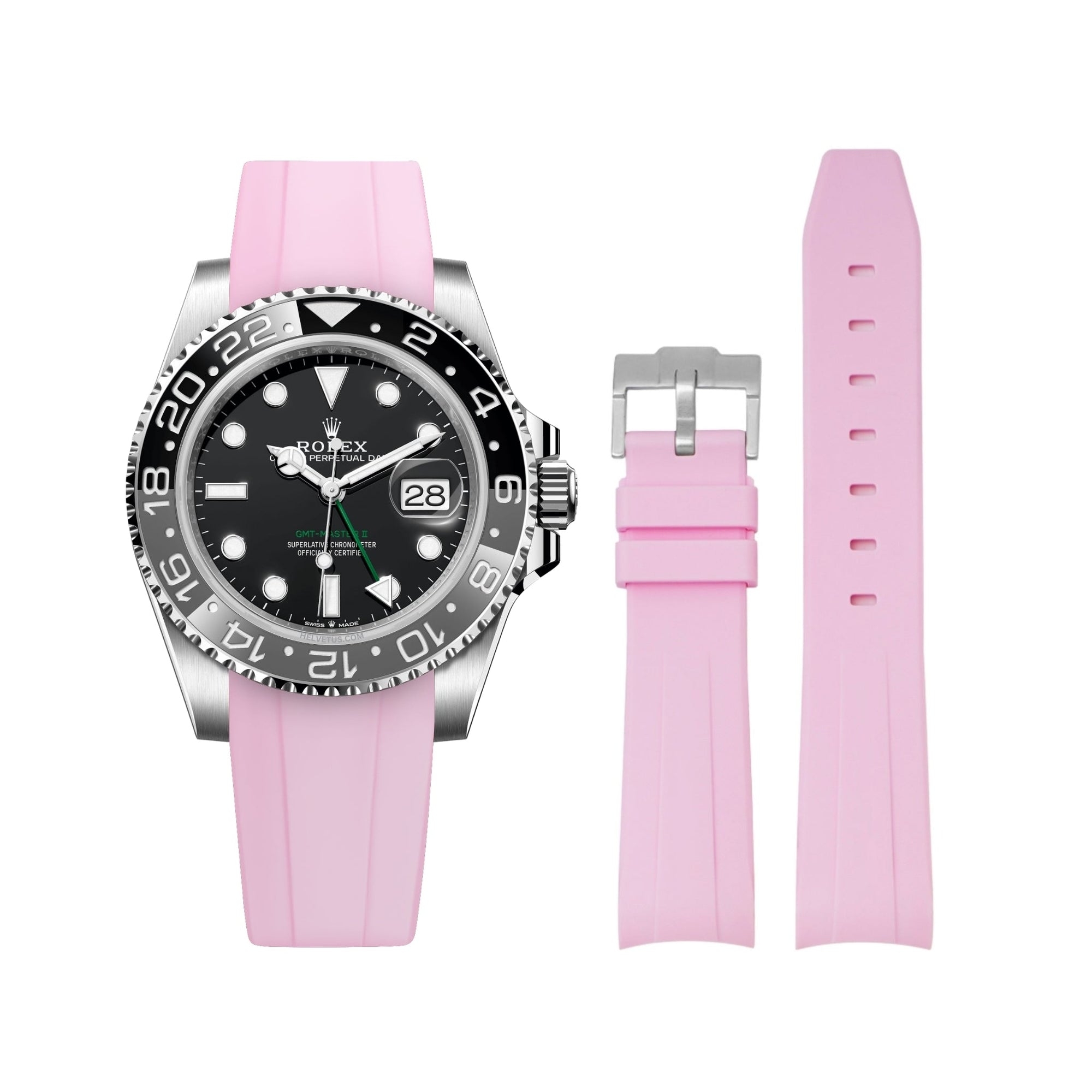 Rolex GMT-Master II Rubber Strap in Pink - Helvetus® Swiss Straps