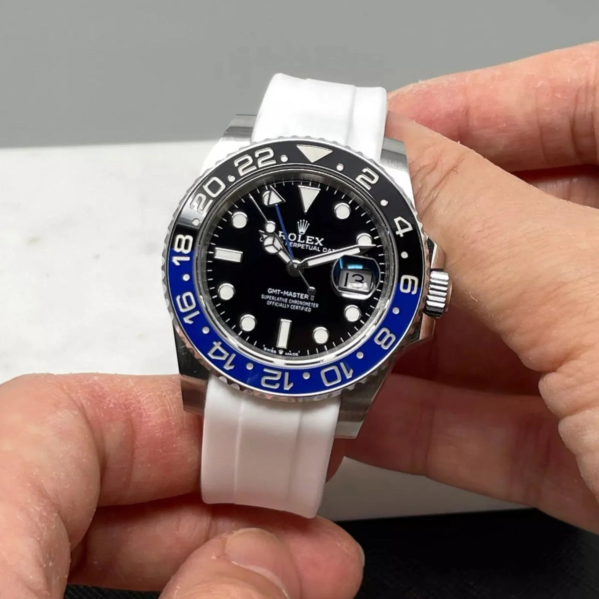 Rolex GMT-Master II Rubber Strap in White - Helvetus® Swiss Straps