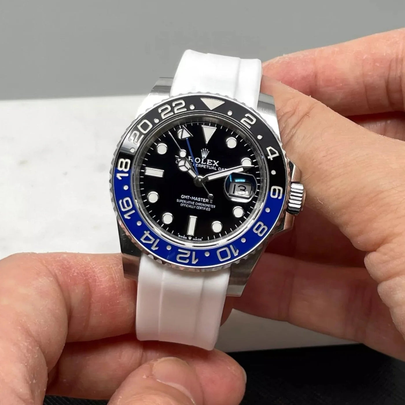 Rolex GMT-Master II Rubber Strap in White - Helvetus® Swiss Straps