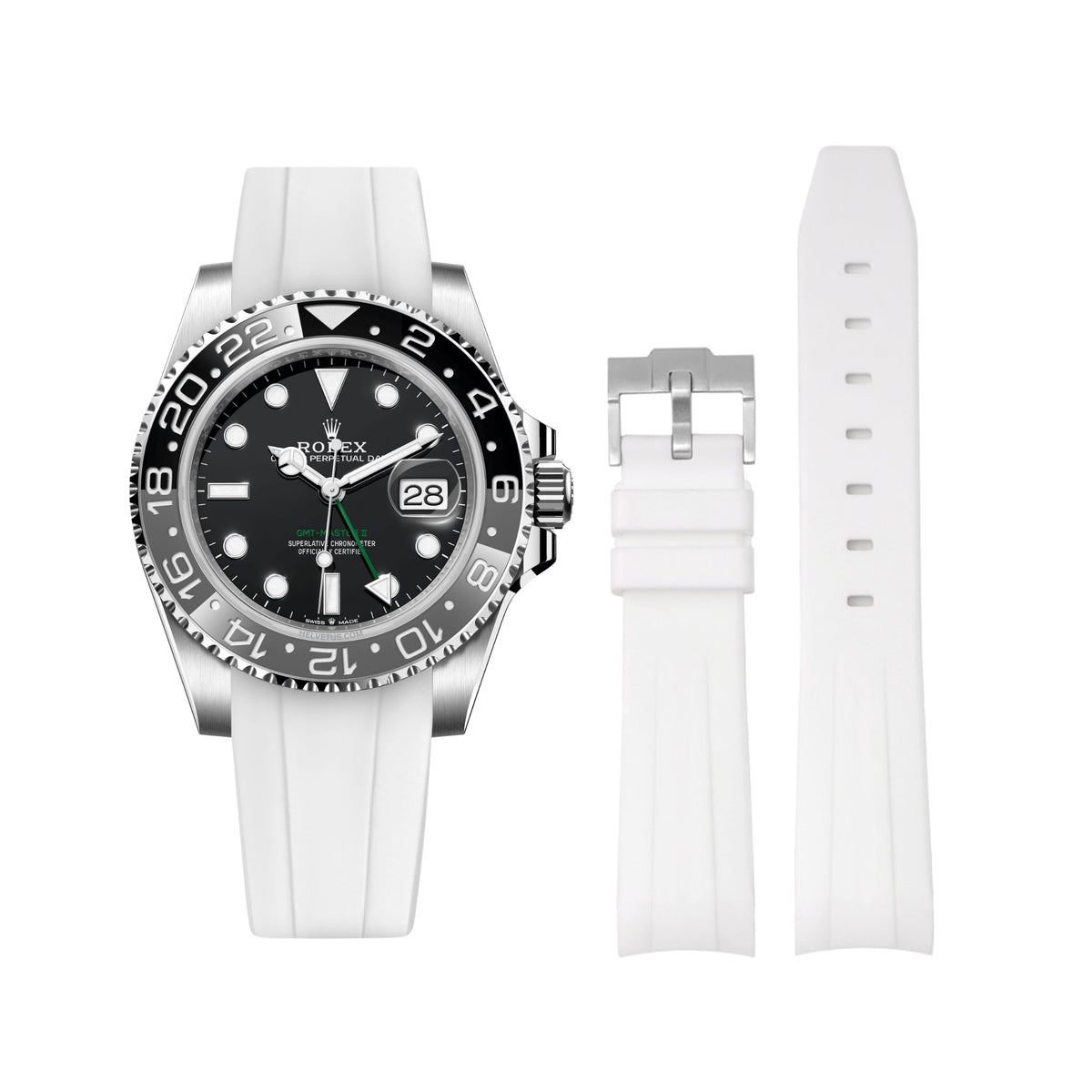 Rolex GMT-Master II Rubber Strap in White - Helvetus® Swiss Straps