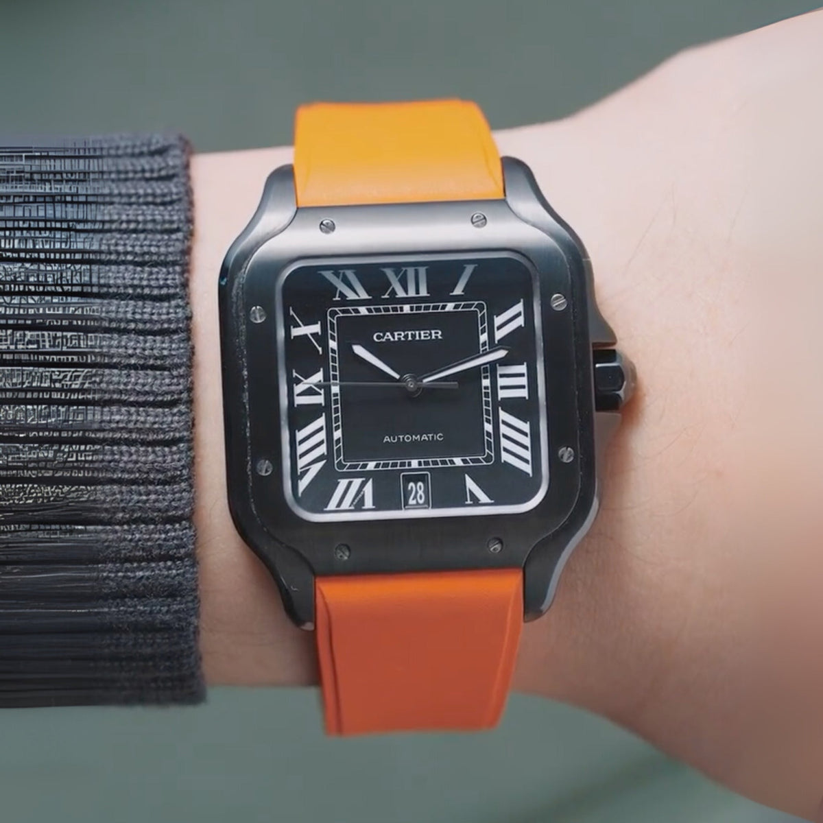 Orange Rubber Strap for Cartier Santos Medium/Large – Quick Release ...